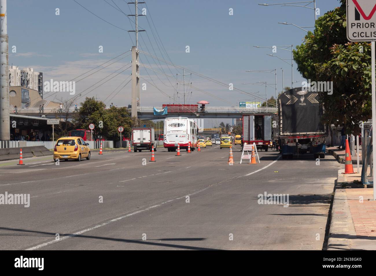 BOGOTA, COLOMBIA - A Police and a traffic agents checkpoint at the ...