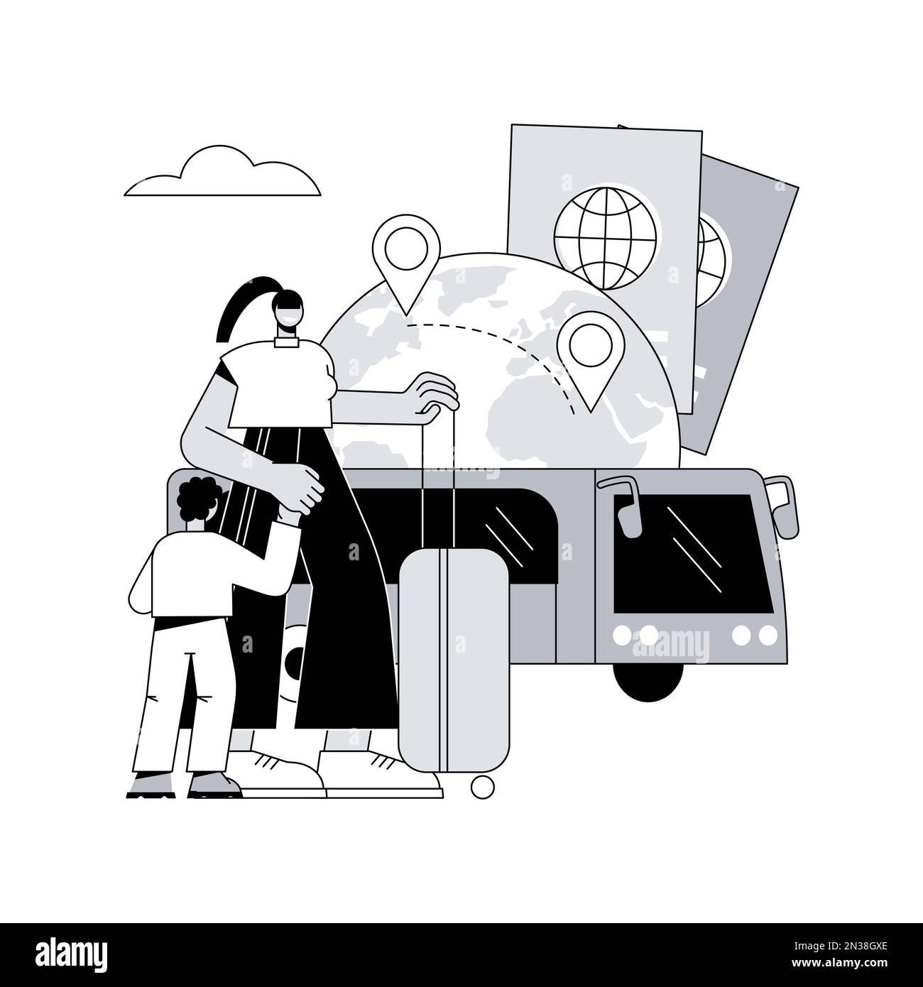 Transfrontier transport abstract concept vector illustration. Frontier ...