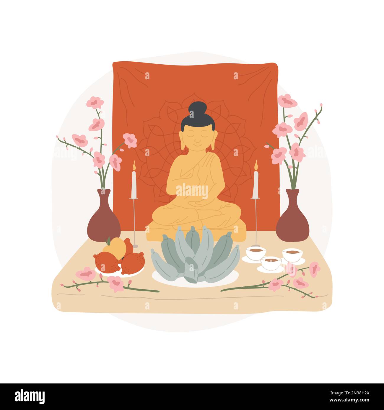 Shrine offerings isolated cartoon vector illustration. Buddhism shrine ...