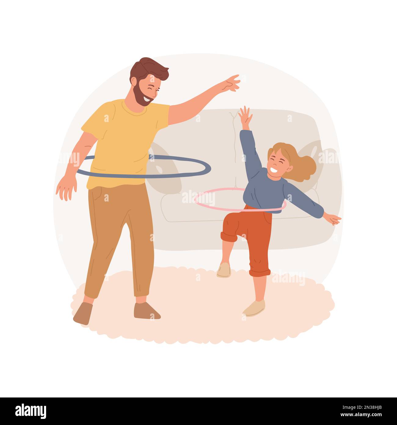 Hoop spinning isolated cartoon vector illustration. People hula-hooping ...