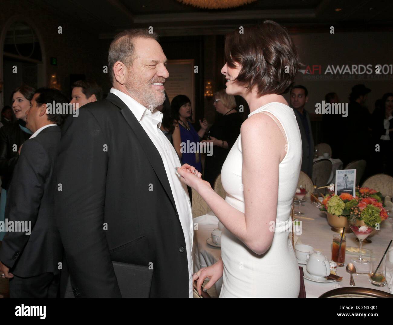 Harvey Weinstein and Anne Hathaway attend the AFI Awards at The Four ...