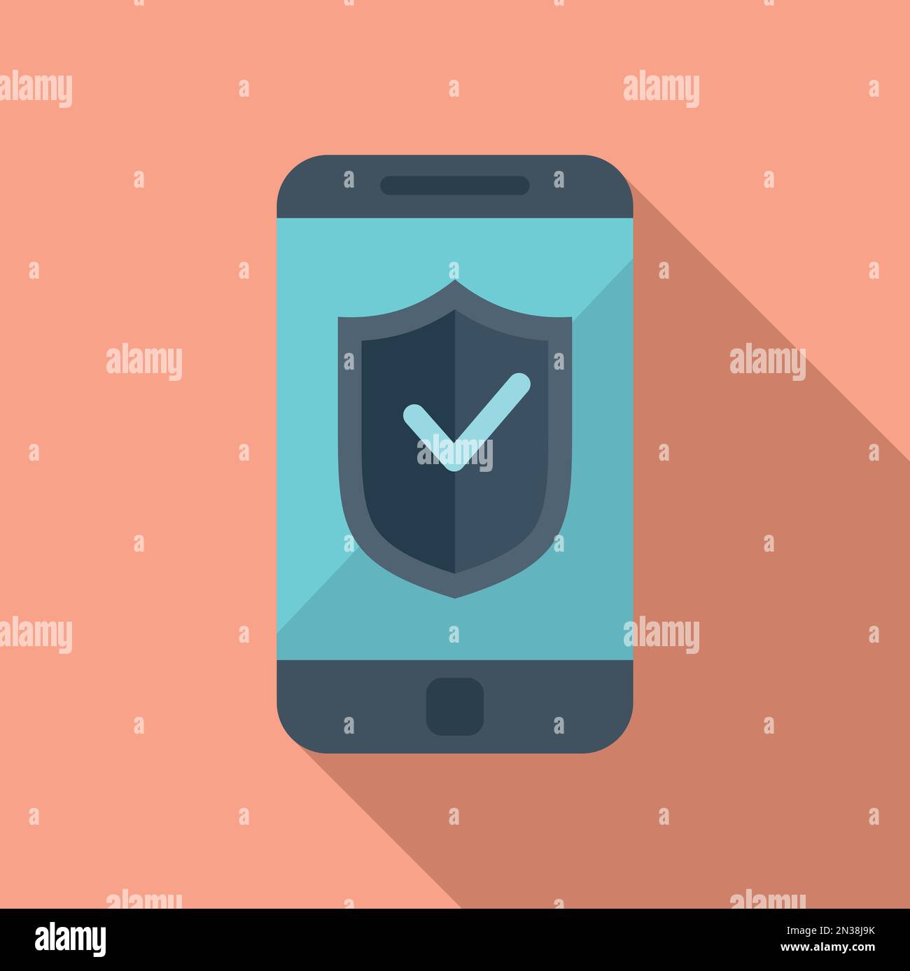 Secured phone icon flat vector. Mobile login. System account Stock ...