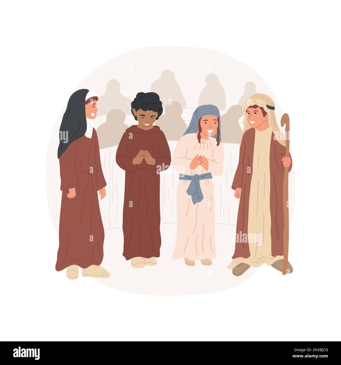 All Saints Day isolated cartoon vector illustration. Group of people ...