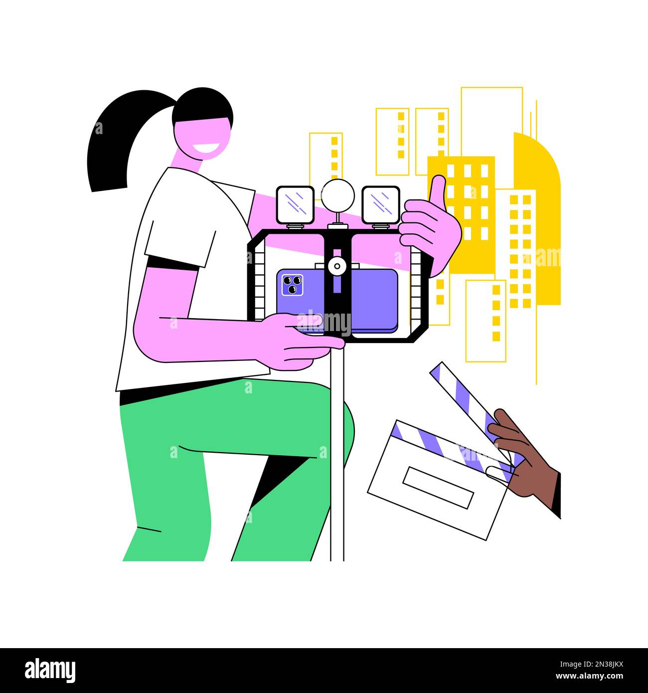 Smartphone filmmaking isolated cartoon vector illustrations. Girl ...