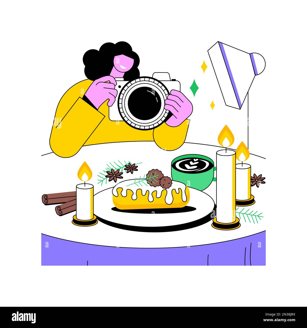Food photography isolated cartoon vector illustrations. Girl with ...