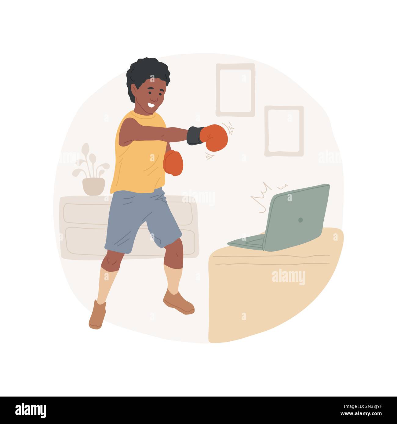 Kickboxing isolated cartoon vector illustration. Young kid practice ...