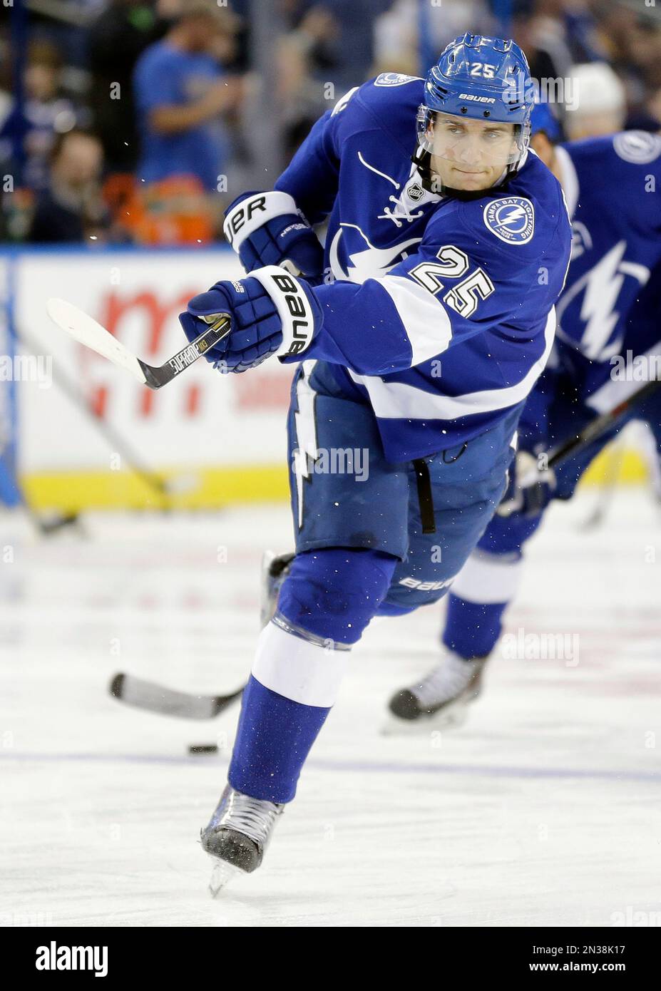 Tampa Bay Lightning defenseman Matt Carle (25) before an NHL hockey ...