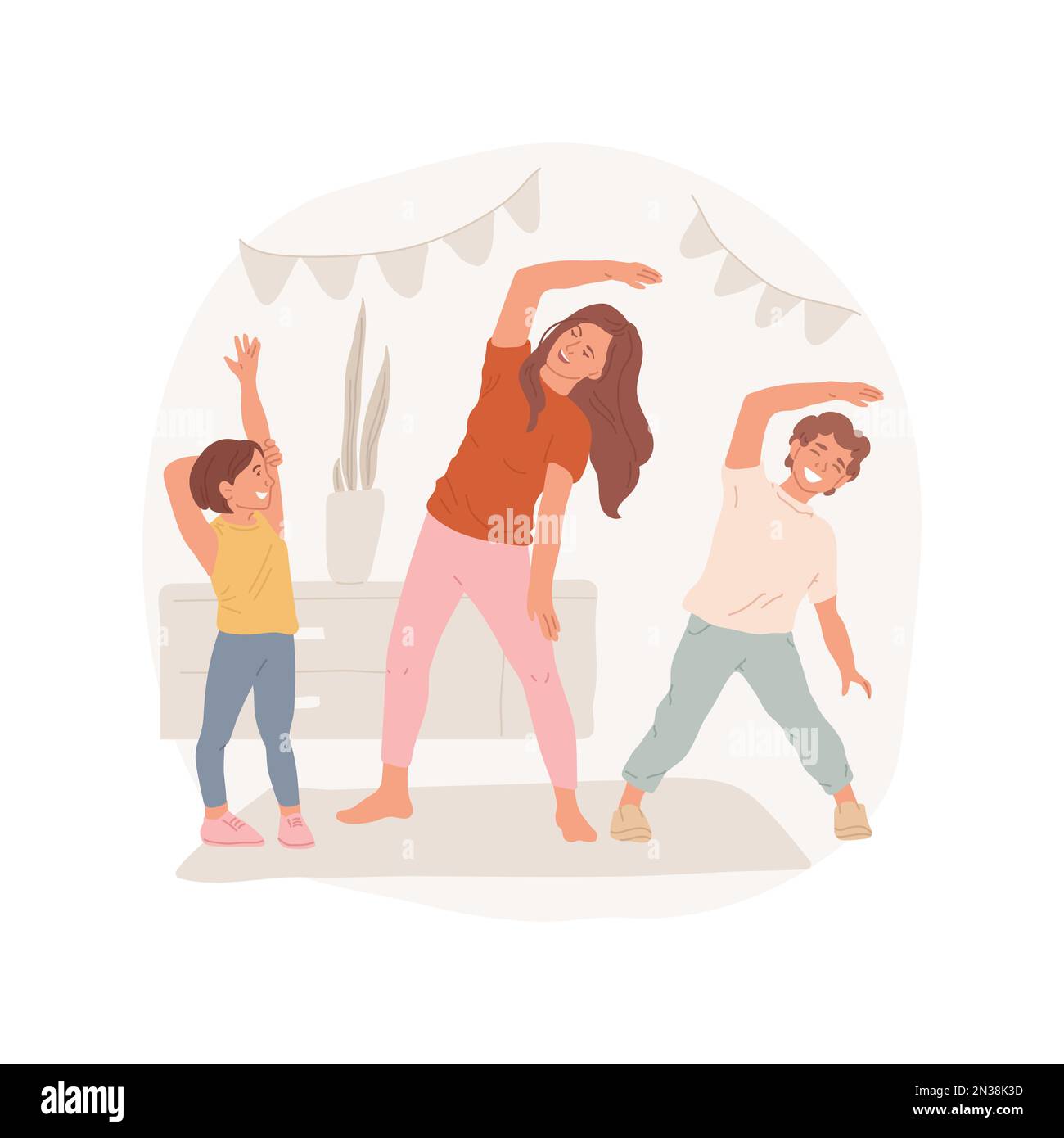 Gymnastics with kids isolated cartoon vector illustration. Smiling ...