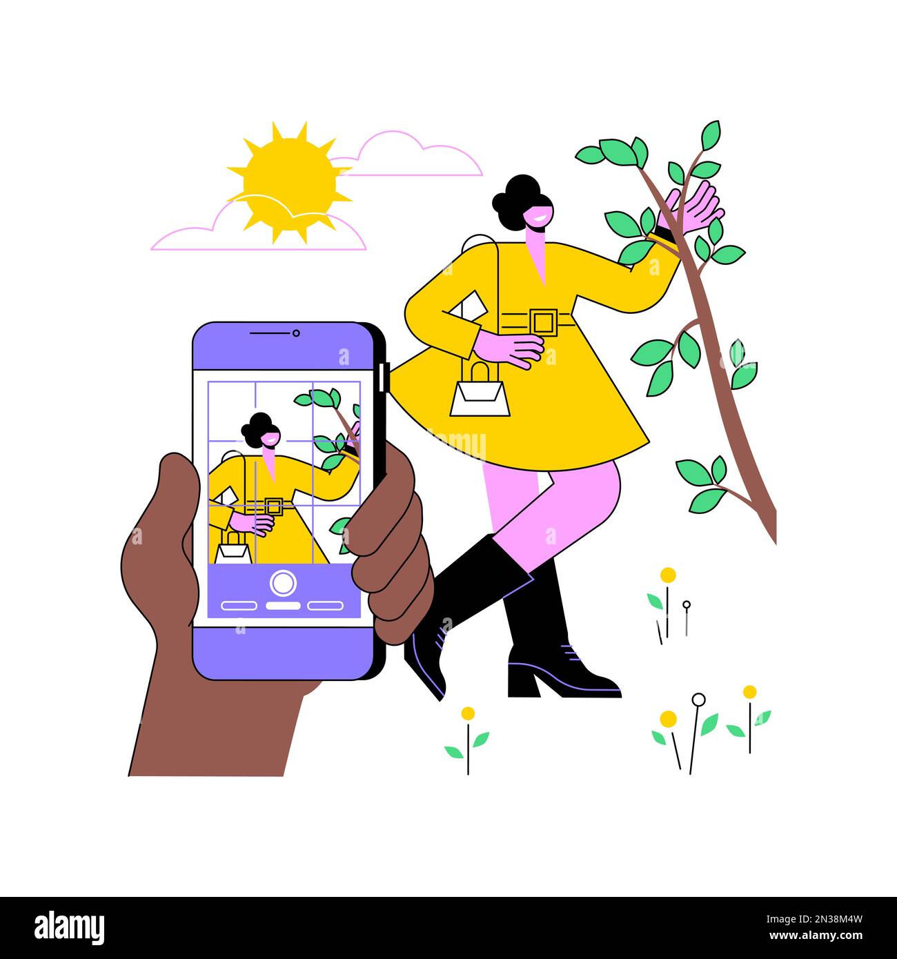 Smartphone photography isolated cartoon vector illustrations. Mans hand ...