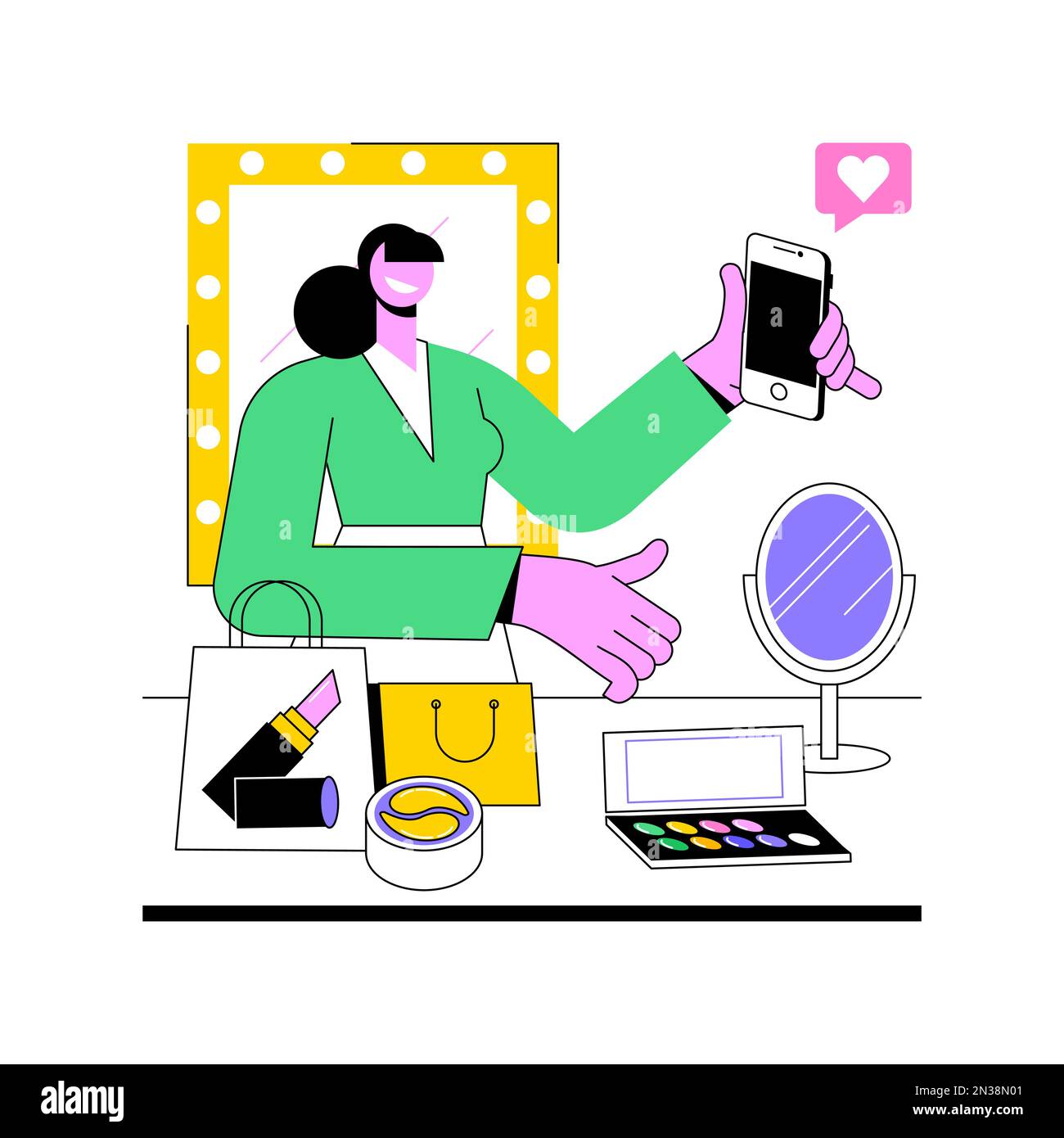 Personal branding isolated cartoon vector illustrations. Girl shooting ...