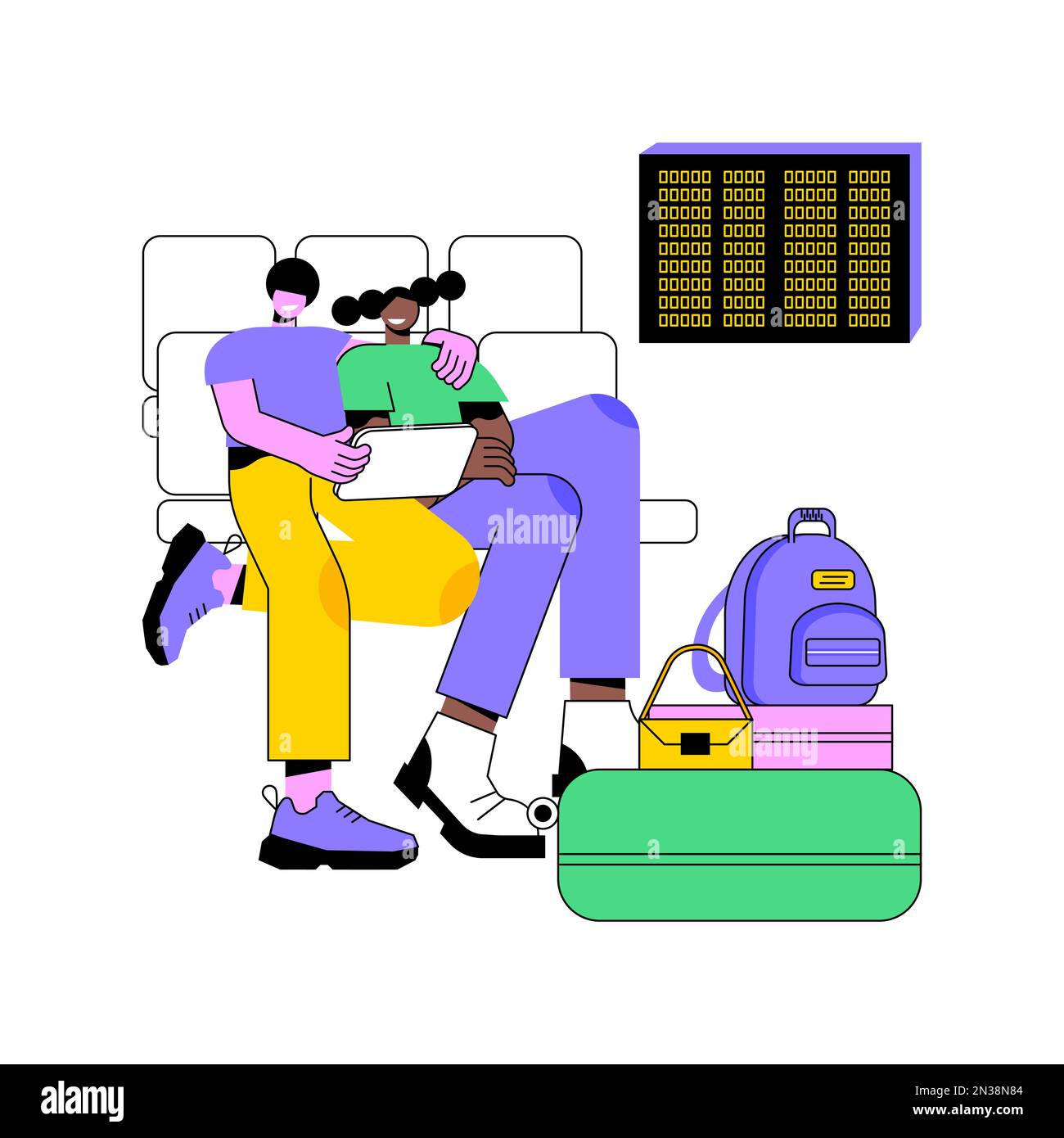 Waiting for boarding isolated cartoon vector illustrations. Happy ...