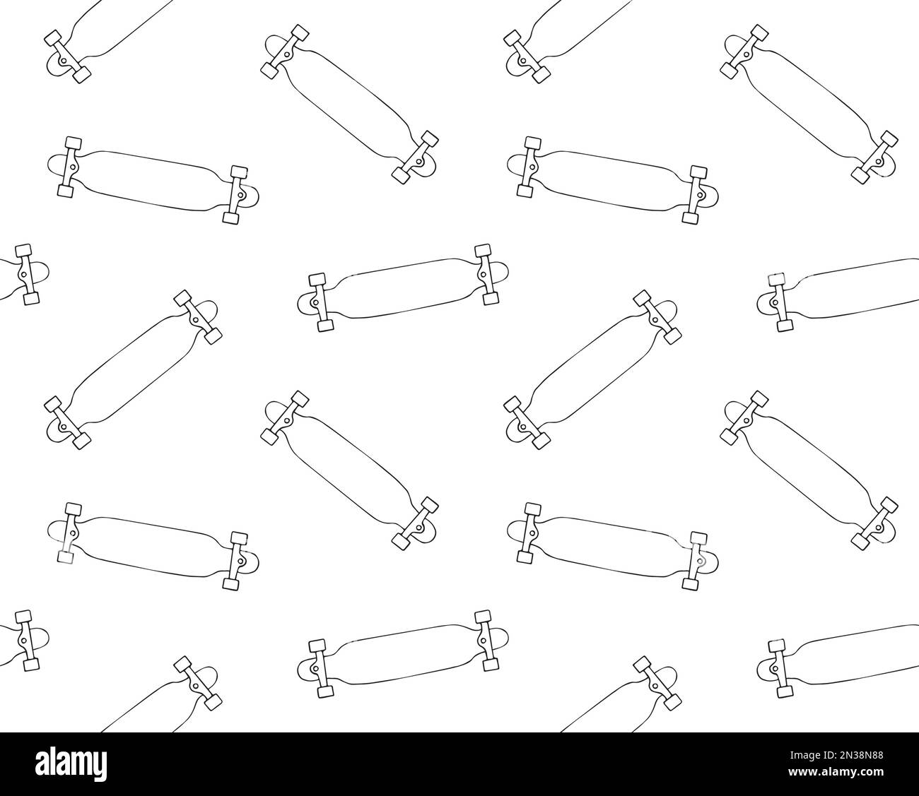 Vector seamless pattern of hand drawn sketch doodle longboard ...