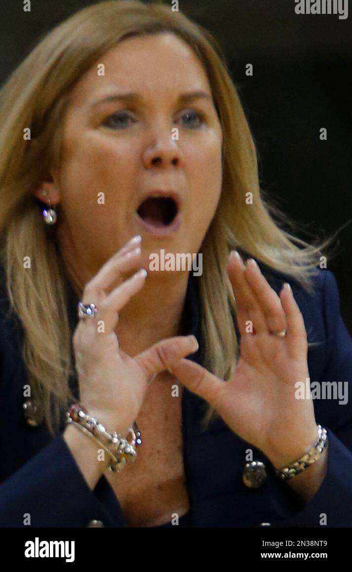 Pittsburgh head coach Suzie McConnell-Serio works an NCAA college ...