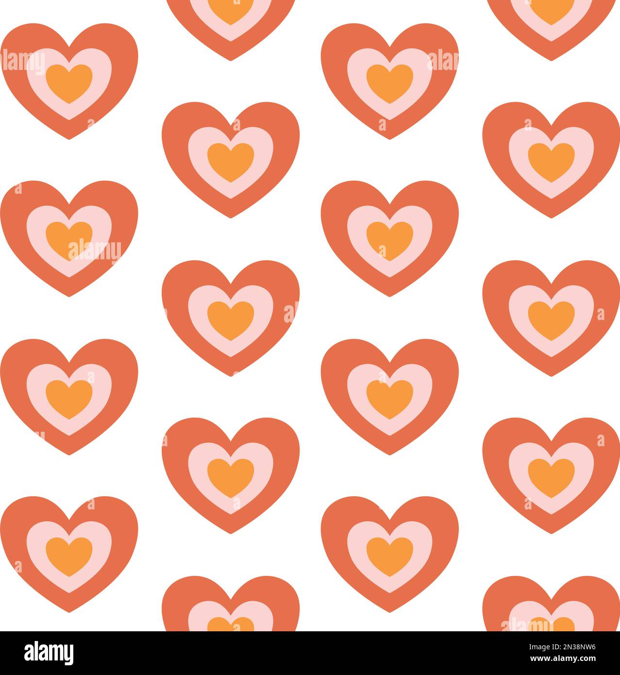 Vector seamless pattern of flat groovy heart isolated on white ...