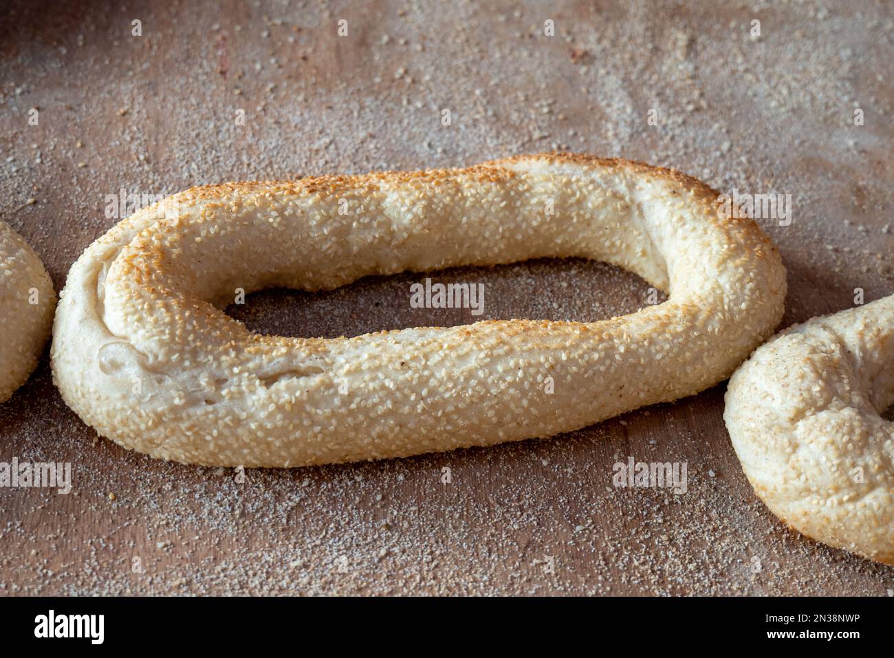 Traditional Ka’ak Arab Bread with White Sesame Seeds Close Up Stock ...