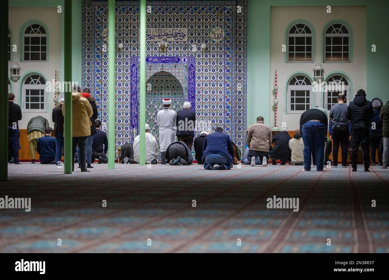 Stuttgart, Germany. 07th Feb, 2023. Visitors of the DITIB Central ...