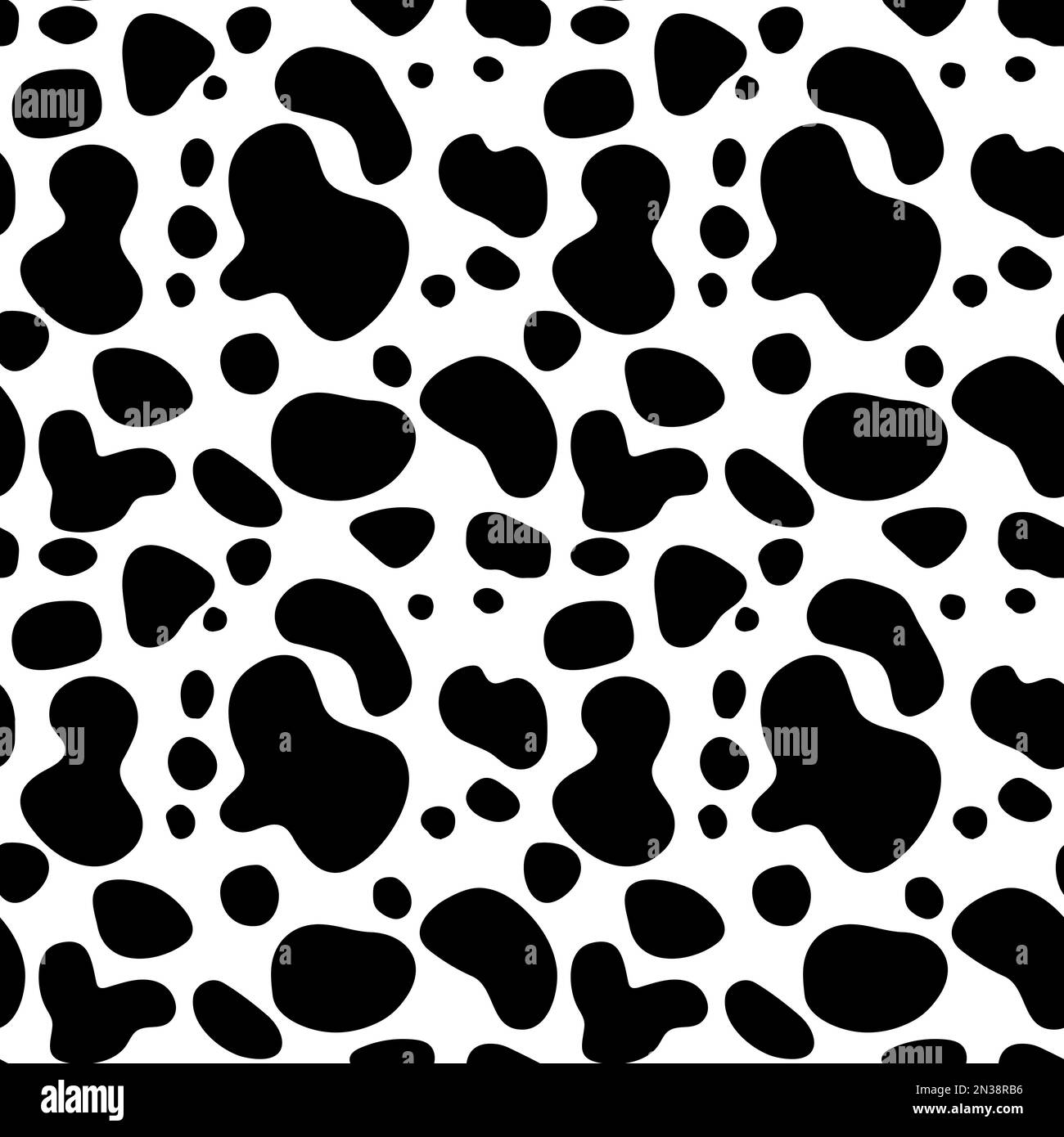 Cow seamless pattern. Black cartoon spots. Dalmatin or moo skin. Vector ...