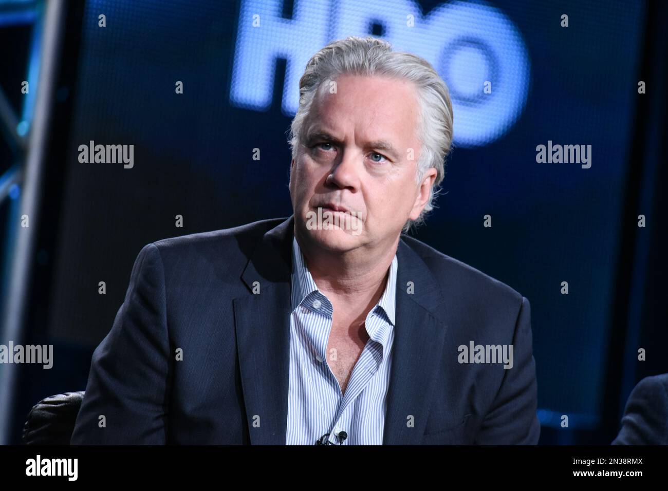 Tim Robbins speaks on stage at HBO 2015 Winter TCA on Thursday, Jan. 8 ...