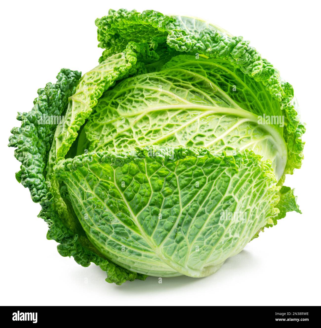 Fresh green savoy cabbage isolated on white background Stock Photo - Alamy