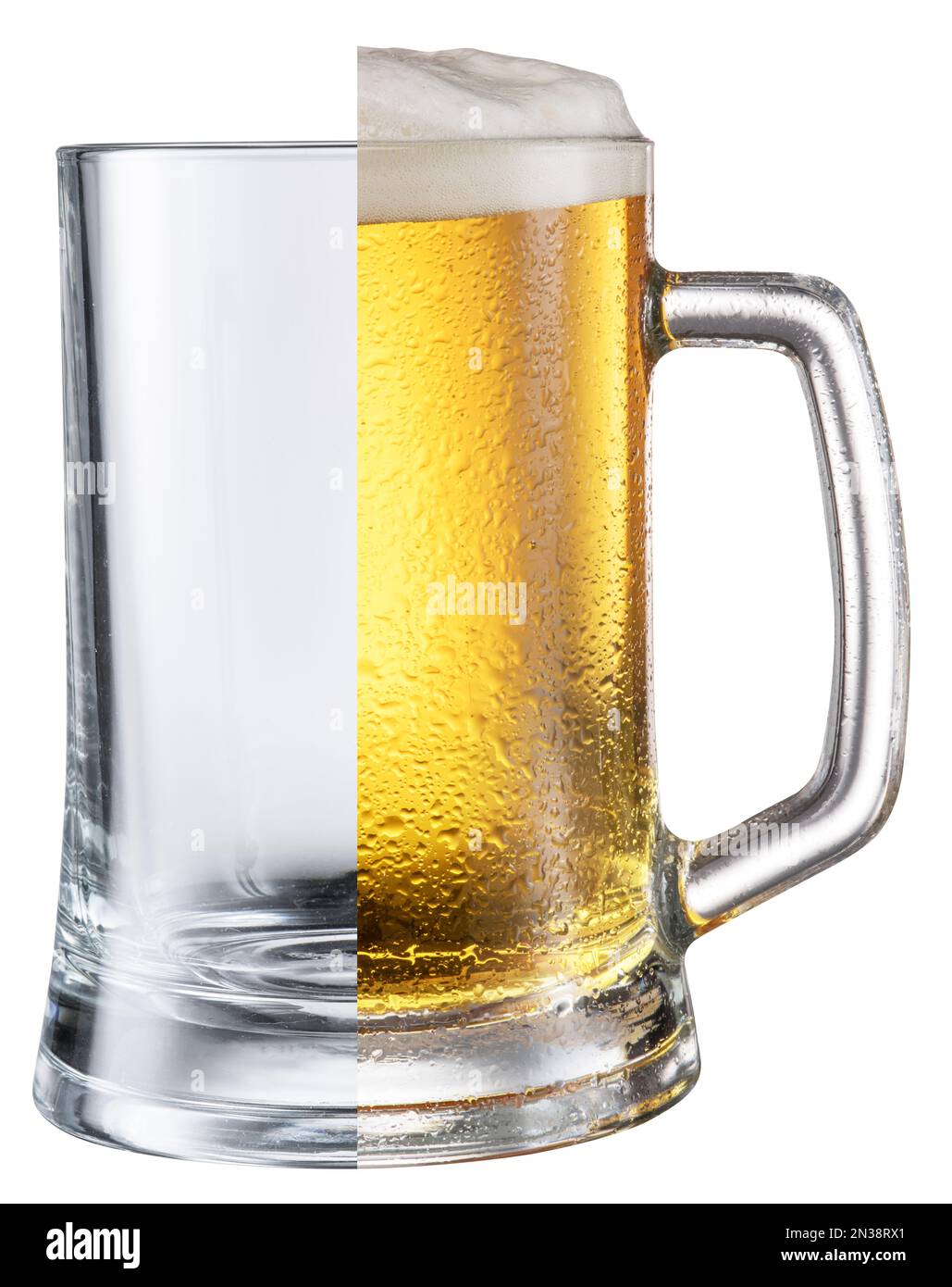 Conceptual picture of beer mug that consists from two parts of empty ...