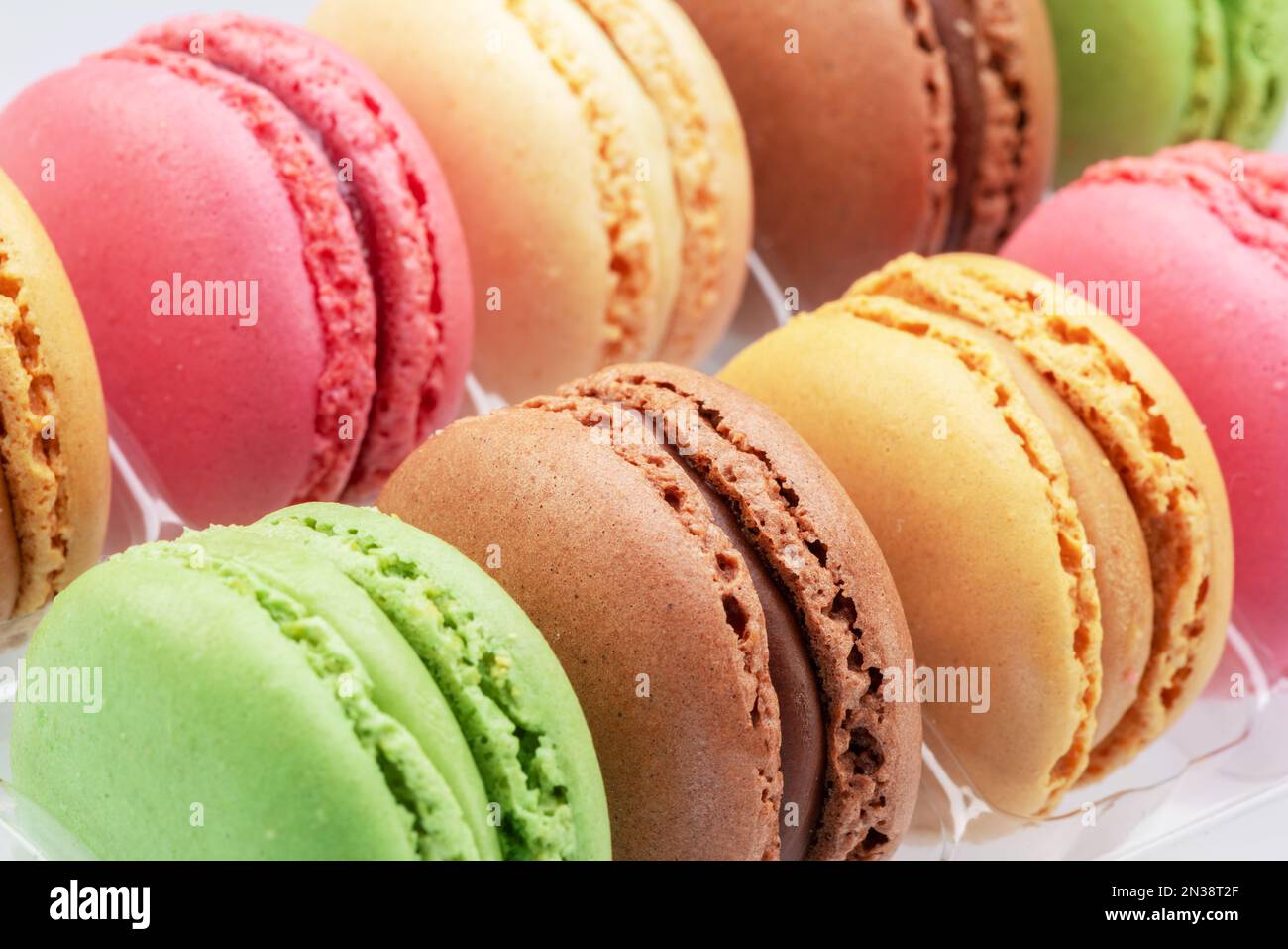 Colorful french macarons close up. Food background Stock Photo - Alamy
