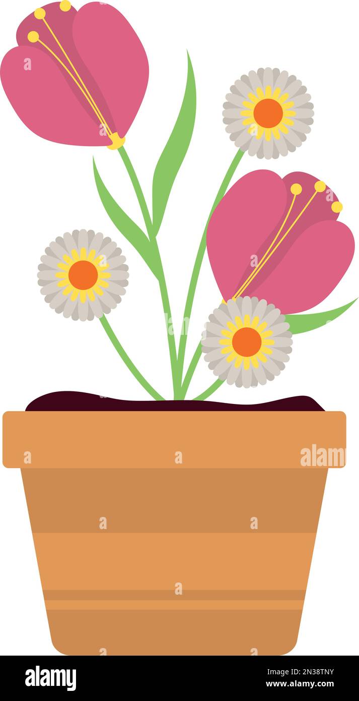 spring flowers in pot Stock Vector Image & Art - Alamy