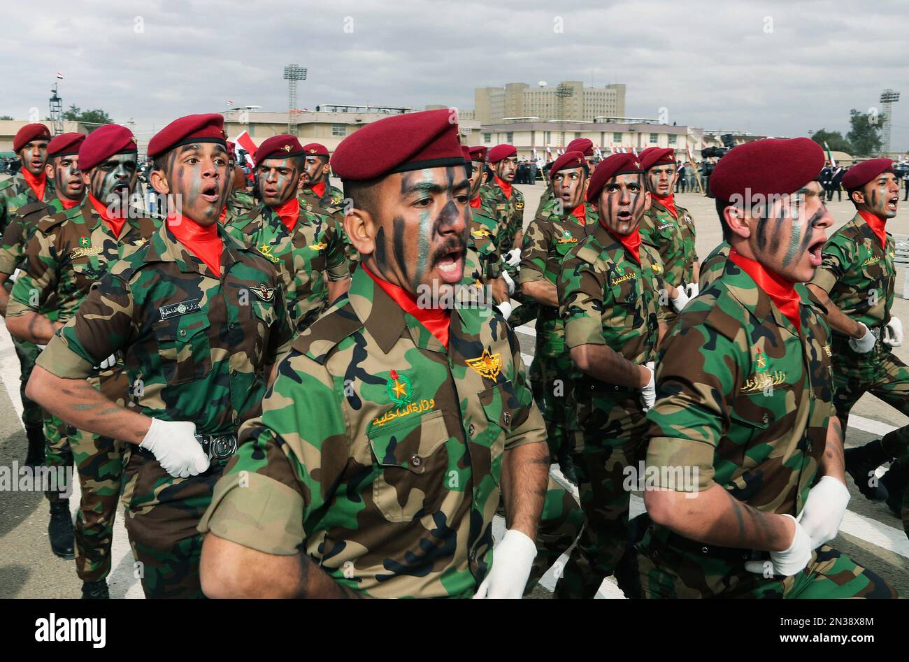 Iraq's police commando unit march during a ceremony marking Police Day ...