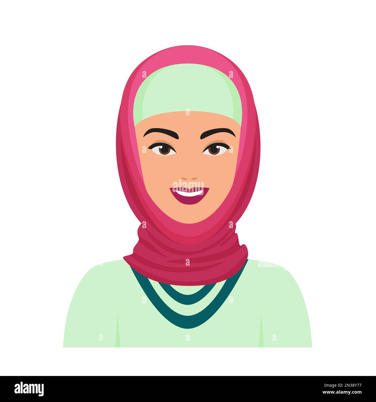 Young arabian girl in hijab. Islamic woman avatar in traditional clothes vector cartoon ...