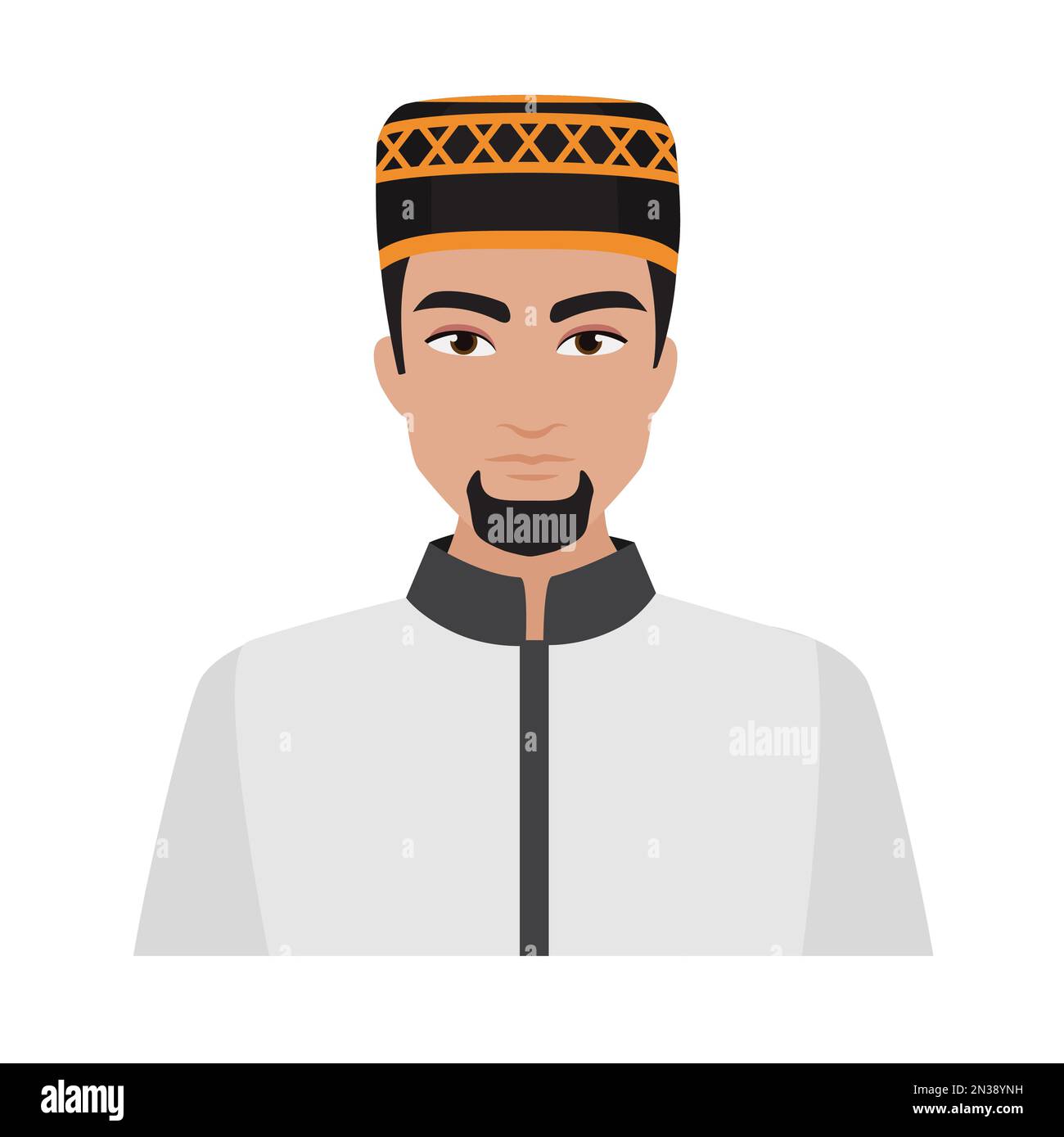 Portrait of muslim man. Arabian man wearing national clothes vector ...