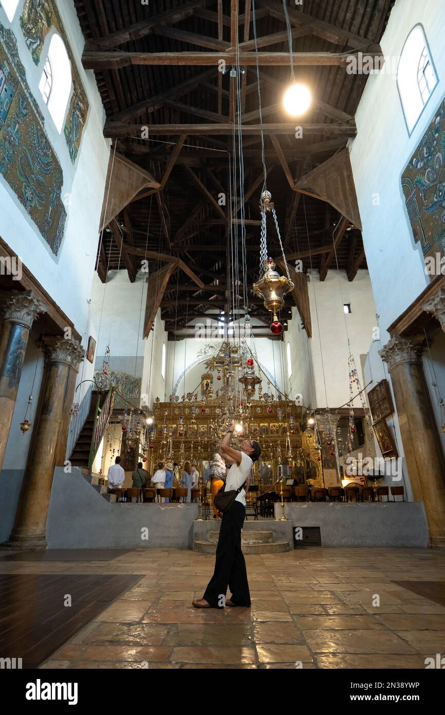 Bethlehem, West Bank, Palestine - 21 July 2022: White Blond Lady Shoots ...