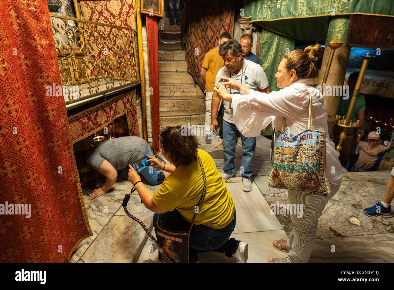 Bethlehem, West Bank, Palestine - 21 July 2022: Tourist Kissing the ...