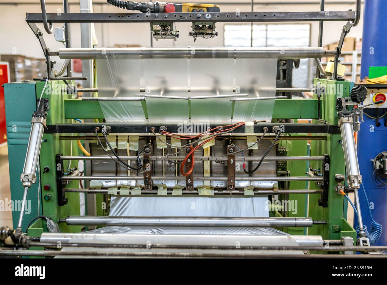 automatic line for the production of plastic bags Stock Photo - Alamy