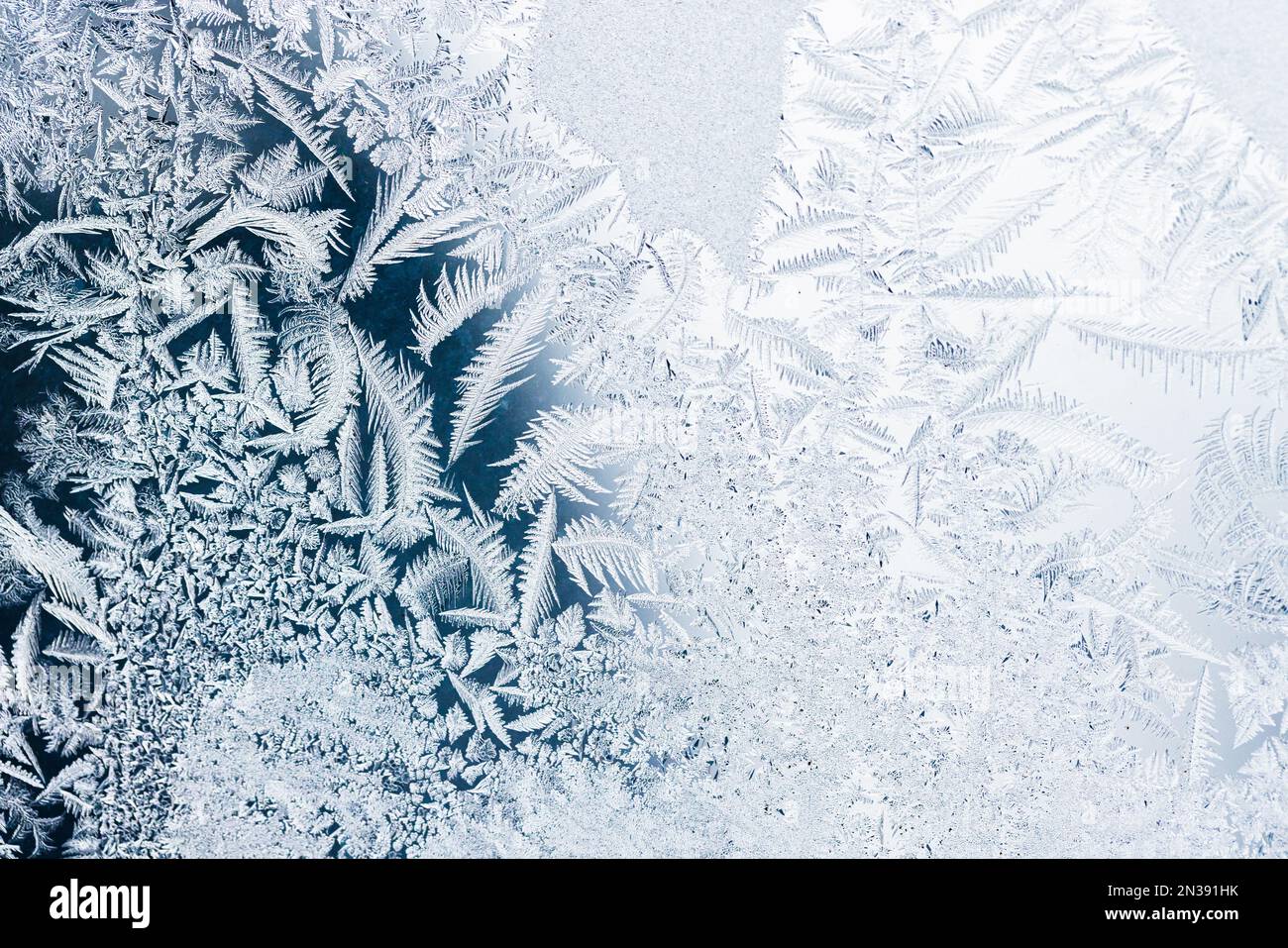 Frost pattern on a window glass, macro photo, natural winter background ...
