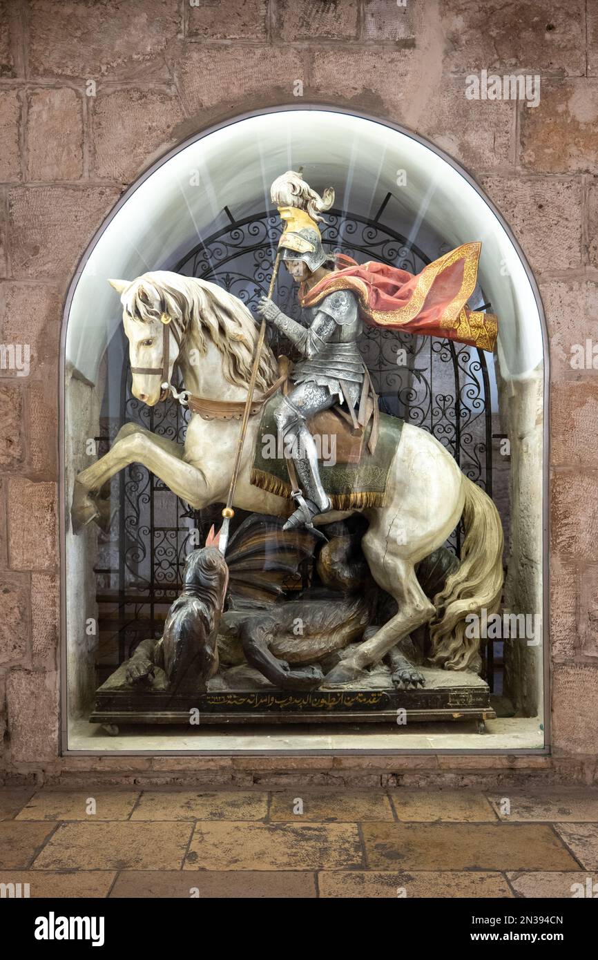 Bethlehem, West Bank, Palestine - 21 July 2022: Sculpture of "Saint ...