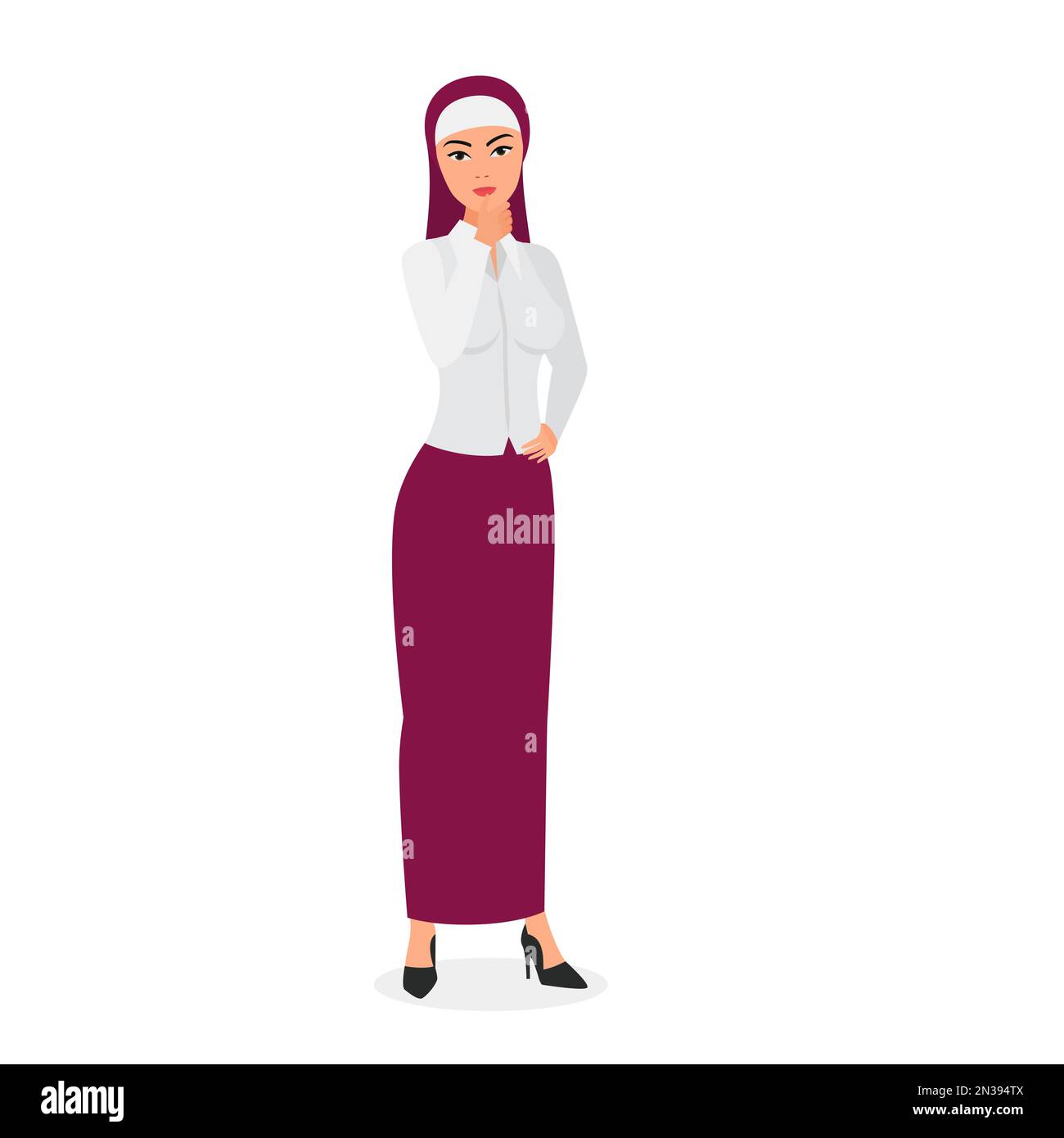 Confused arabian business woman. Islamic female manager thinking vector ...