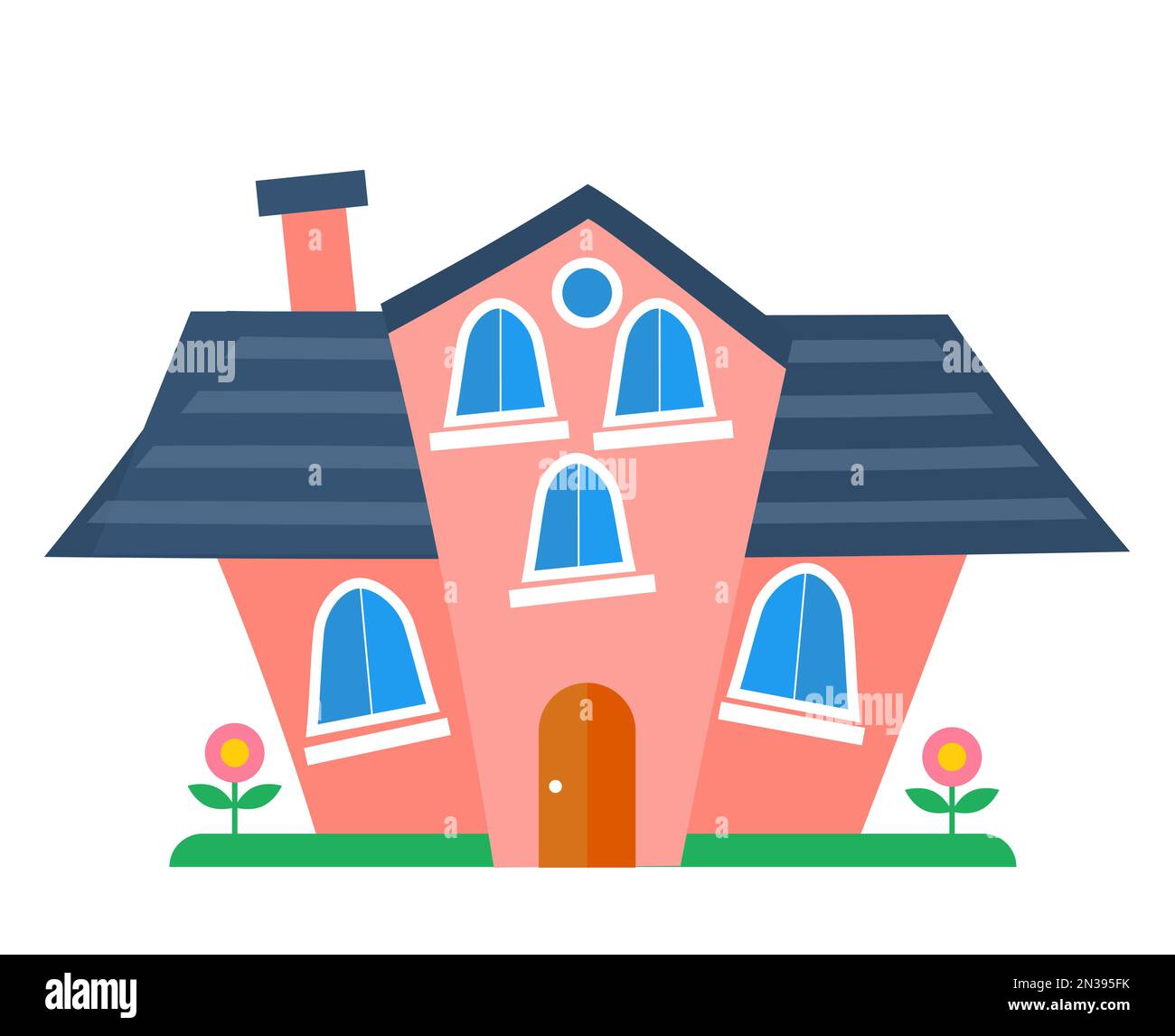 Big cartoon village house. Traditional rural location, cottage building ...