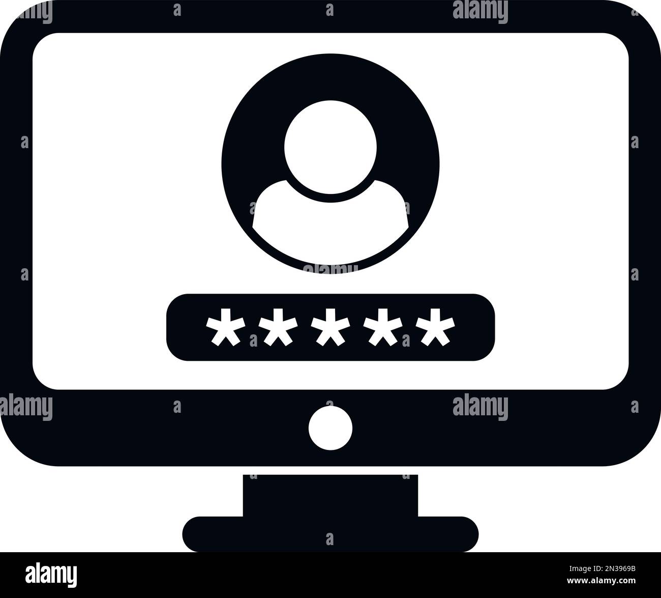 Monitor password icon simple vector. Mobile account. Render service ...