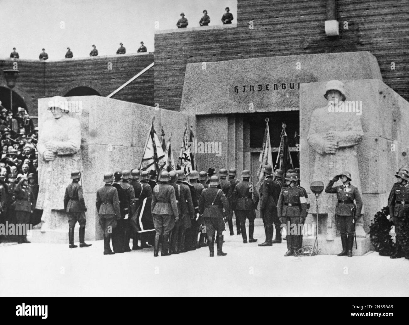 The coffin bearing the body of President Hindenberg borne by German ...