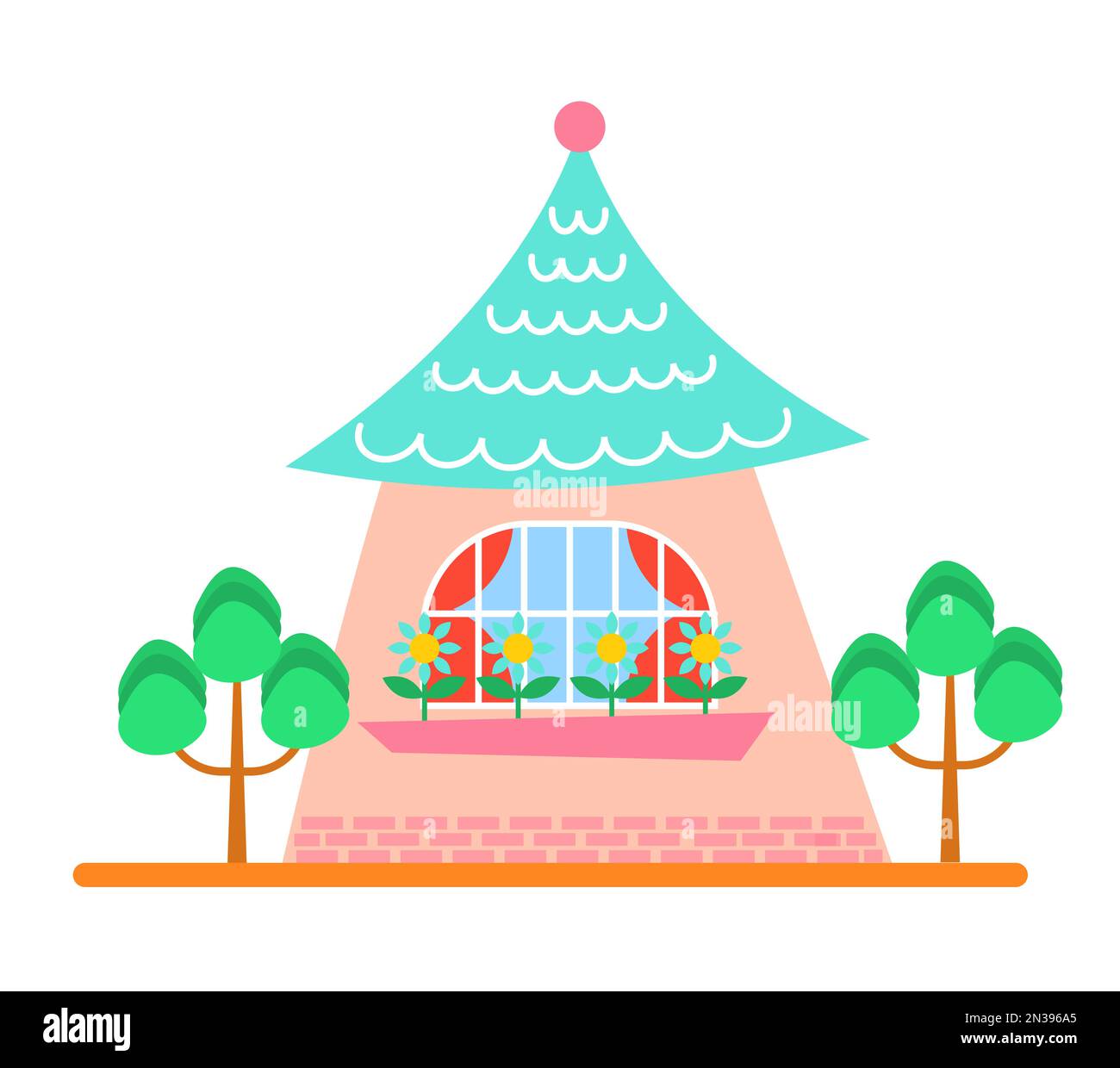 Cute small village cartoon house. Rural cottage, village countryside ...