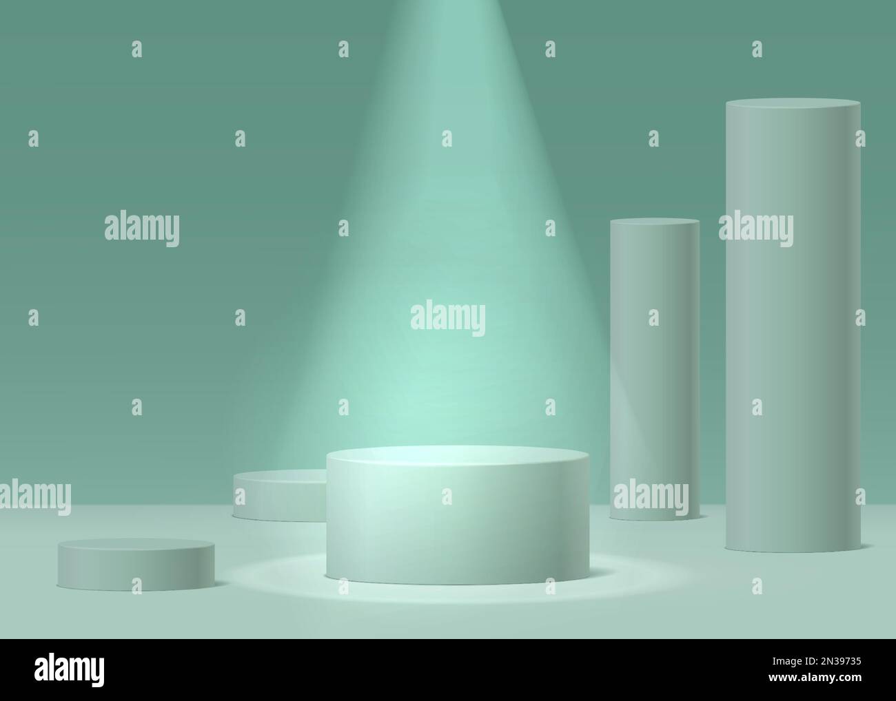 Round pedestal podium. Abstract 3d concept illuminated pedestal by ...