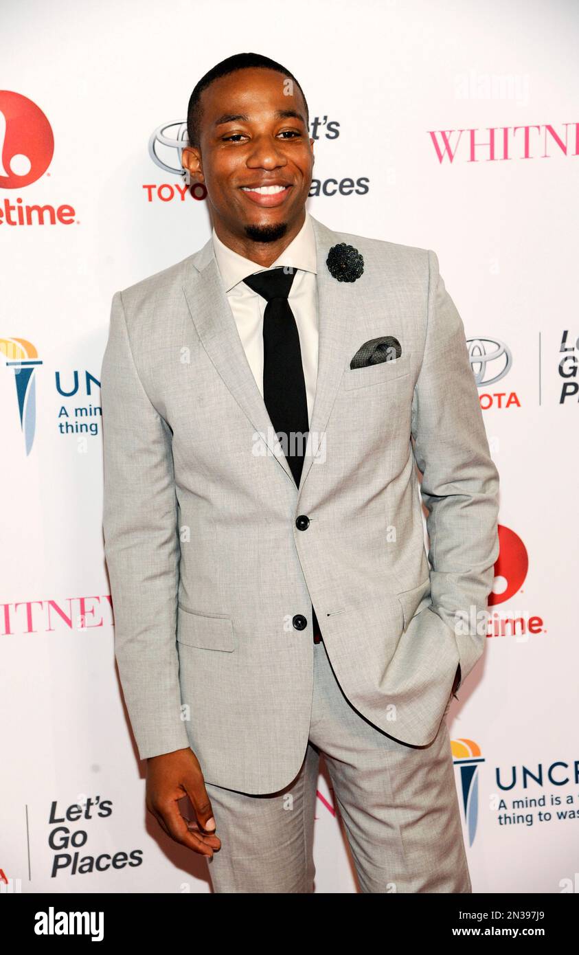 Arlen Escarpeta, a cast member in the Lifetime film "Whitney," poses at ...