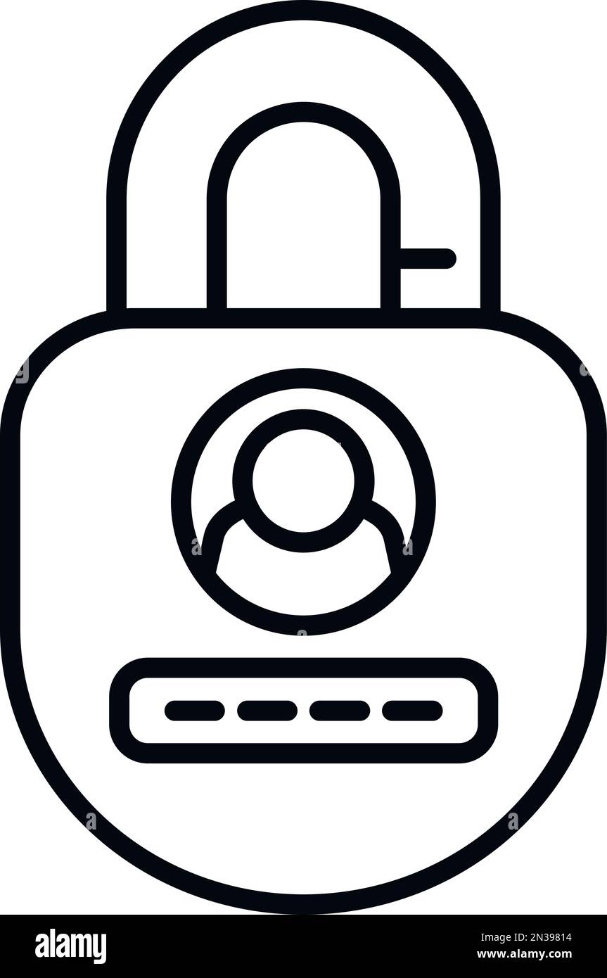 Account Password Protection Icon Outline Vector Personal Laptop Screen Reset Stock Vector