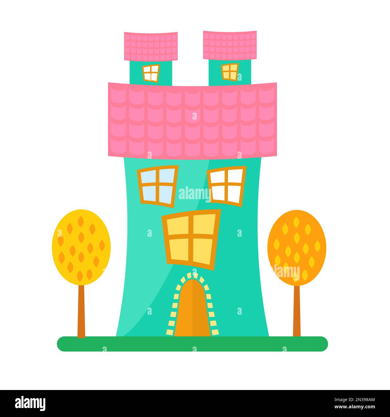 Cartoon suburban cottage. Cute big village house, countryside home ...