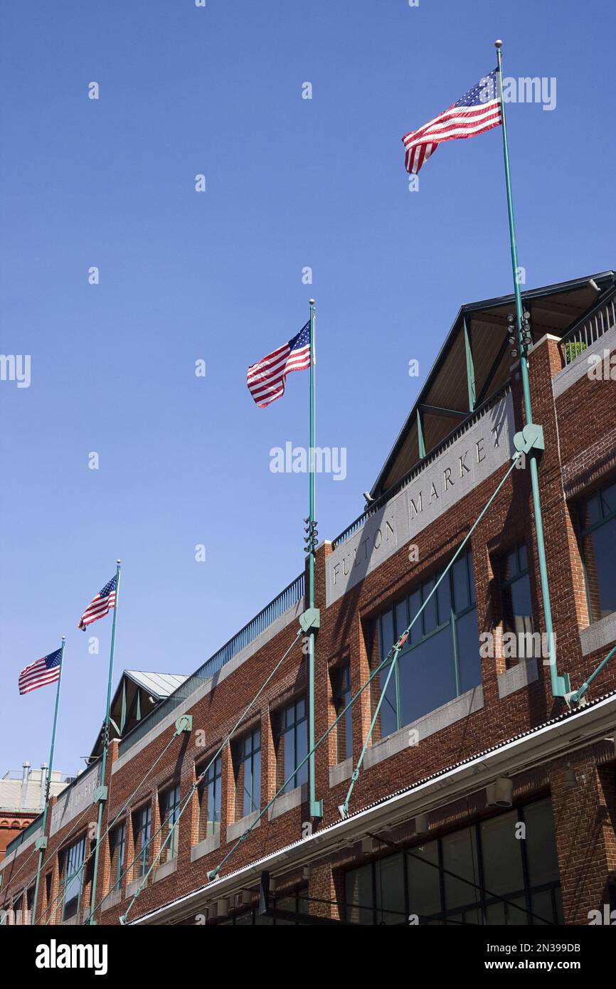 Fulton Market, South Street Seaport, New York City, New York, USA Stock ...