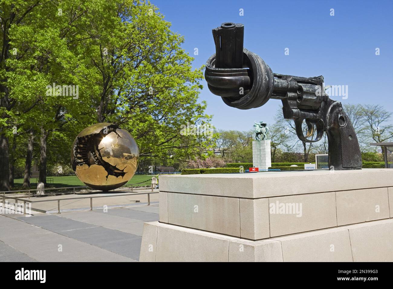 Sculptures at United Nations Headquarters, New York City, New York, USA ...