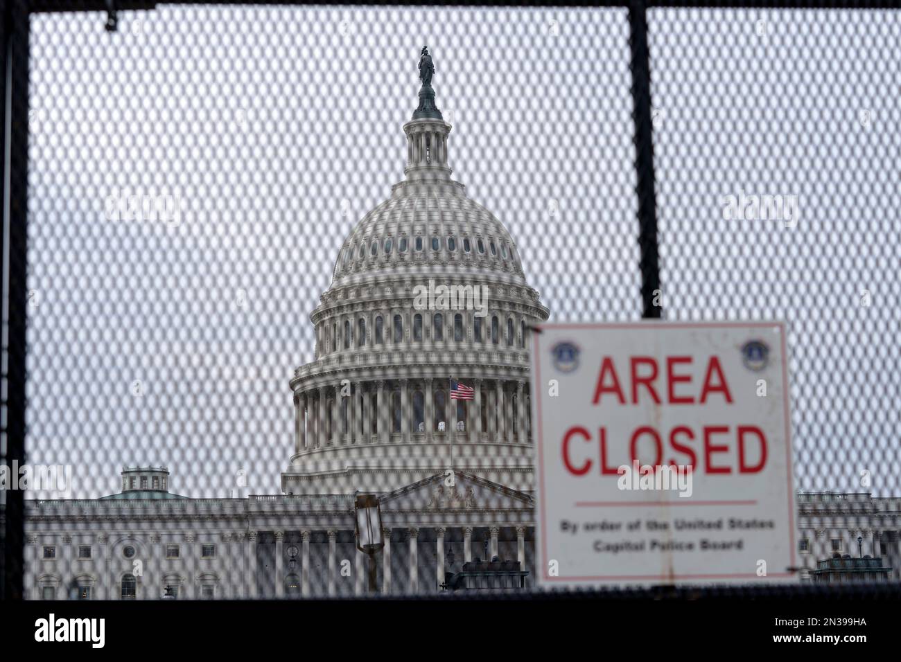 A newly installed perimeter fence around the U.S. Capitol is seen, on ...