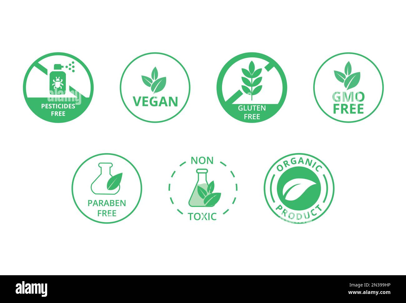 Set of natural products symbols. Concept of packaging and ecology Stock ...