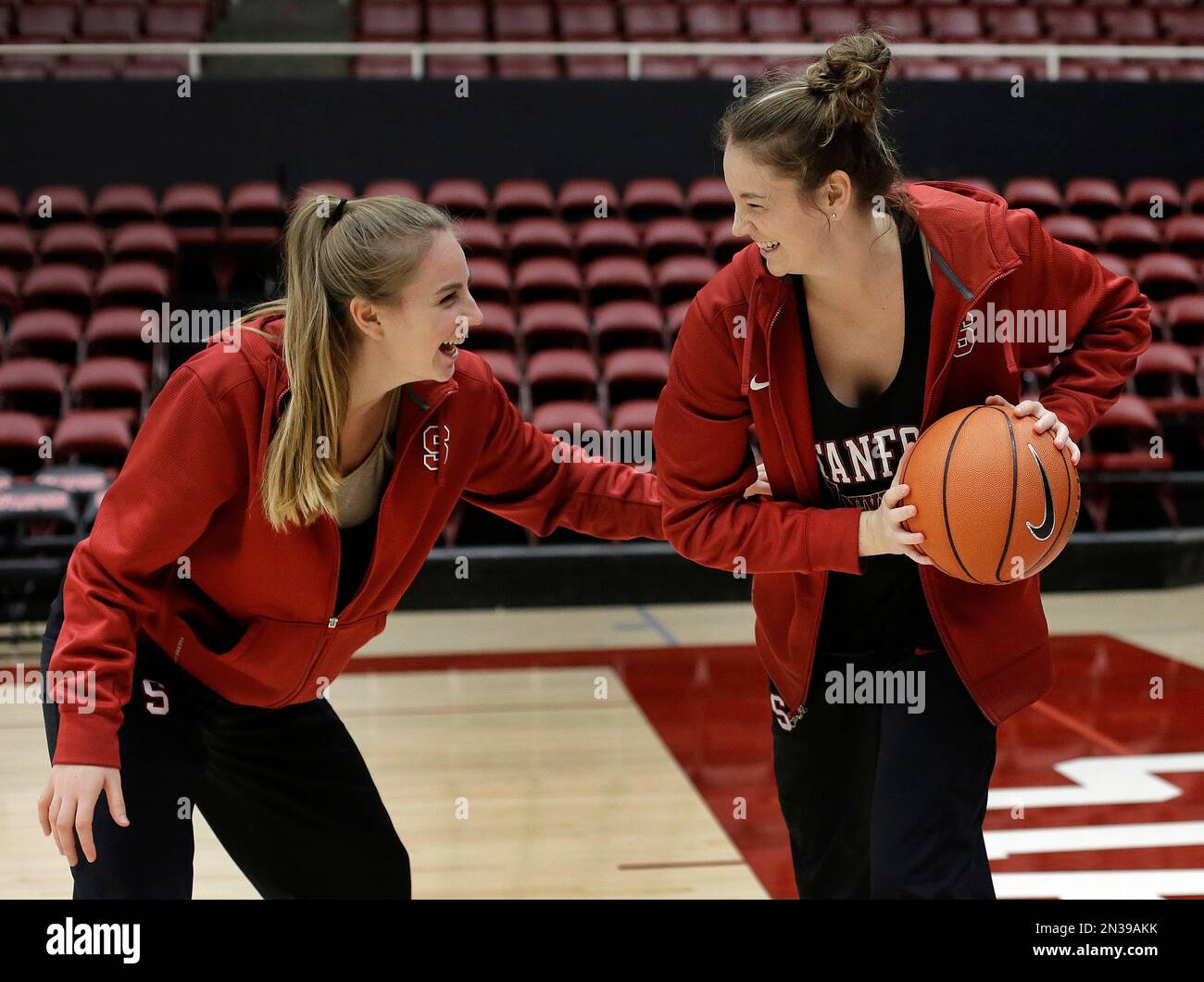 In this photo taken Dec. 14, 2014, Stanford's Bonnie, right, and Karlie ...