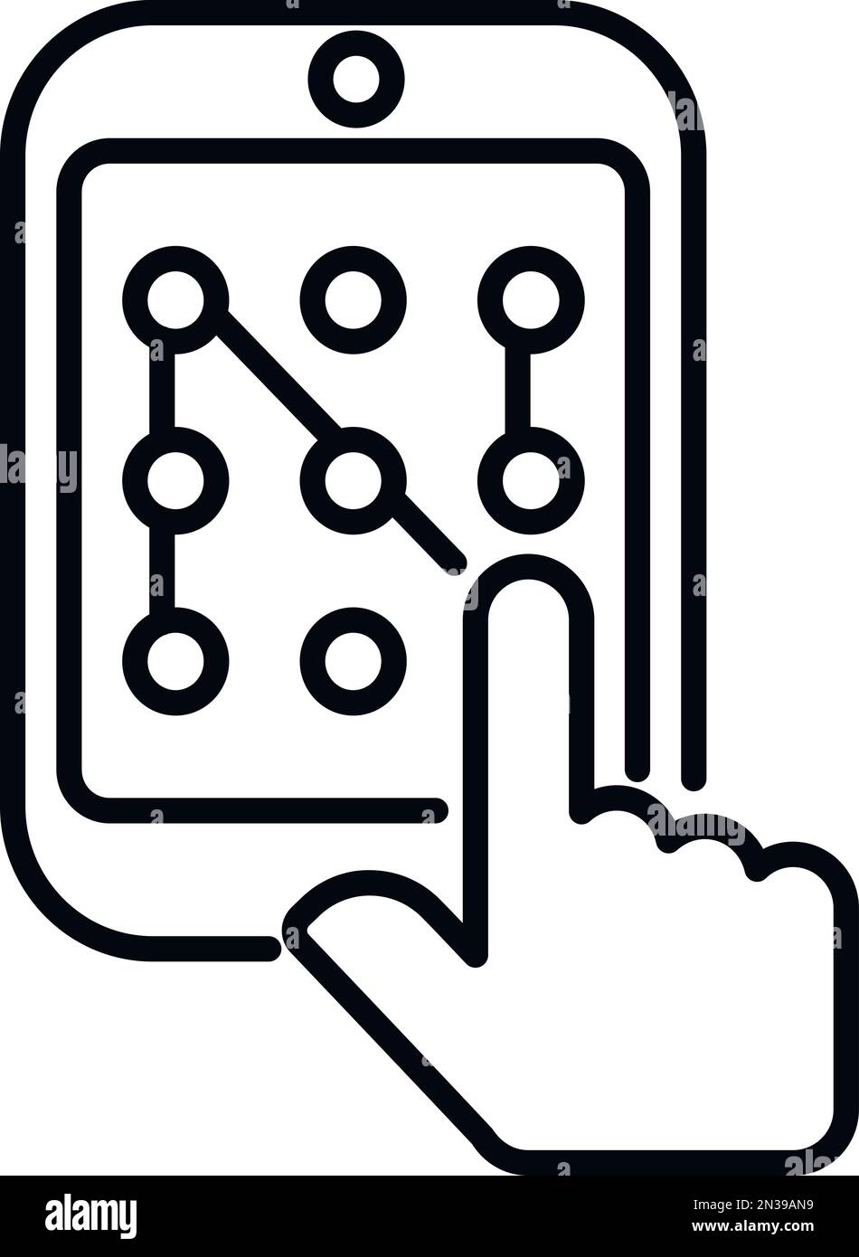 Draw Password Protection Icon Outline Vector Login Personal Mobile Account Stock Vector Image