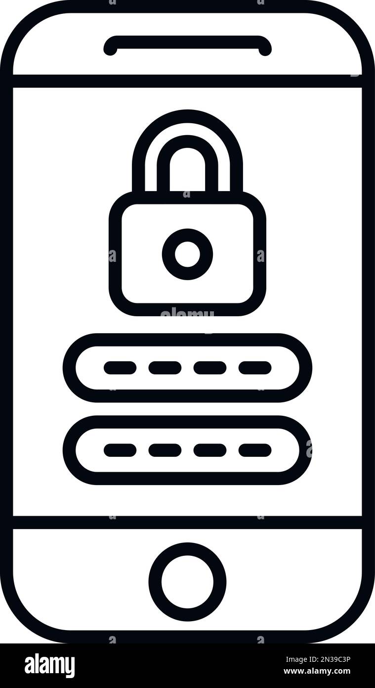 Phone login icon outline vector. Cyber app. Screen biometric Stock ...